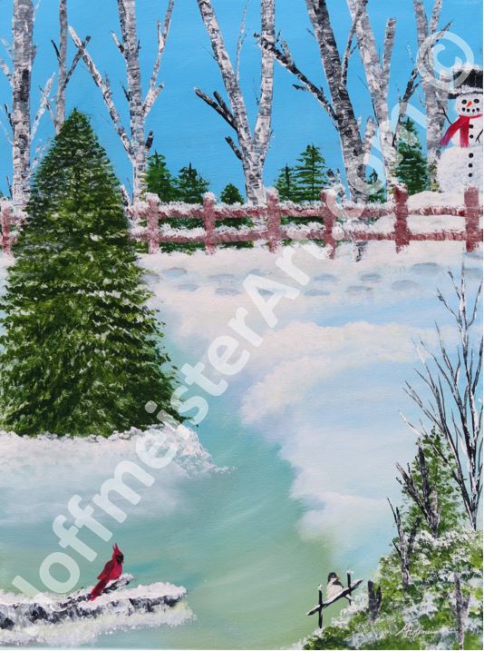 "Peeping Snowman" Original Painting – Hoffmeister Art