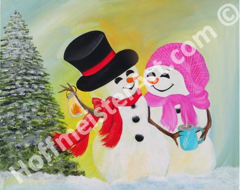 "Snowman and Wife" Original Painting – Hoffmeister Art